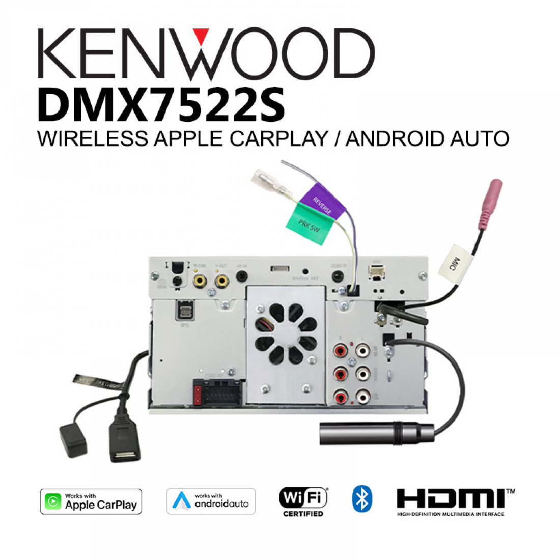 Genuine Kenwood DMX7522S 6.8" Display Digital Media Receiver with Wireless Apple CarPlay ...