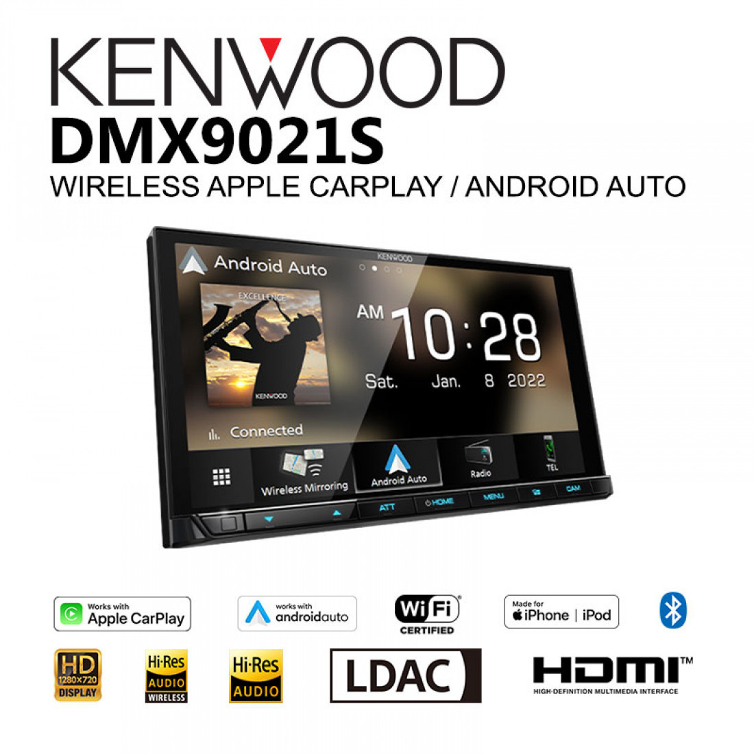 Genuine Kenwood DMX9021S HD Display Digital Media Receiver with Wireless Apple CarPlay, Android ...