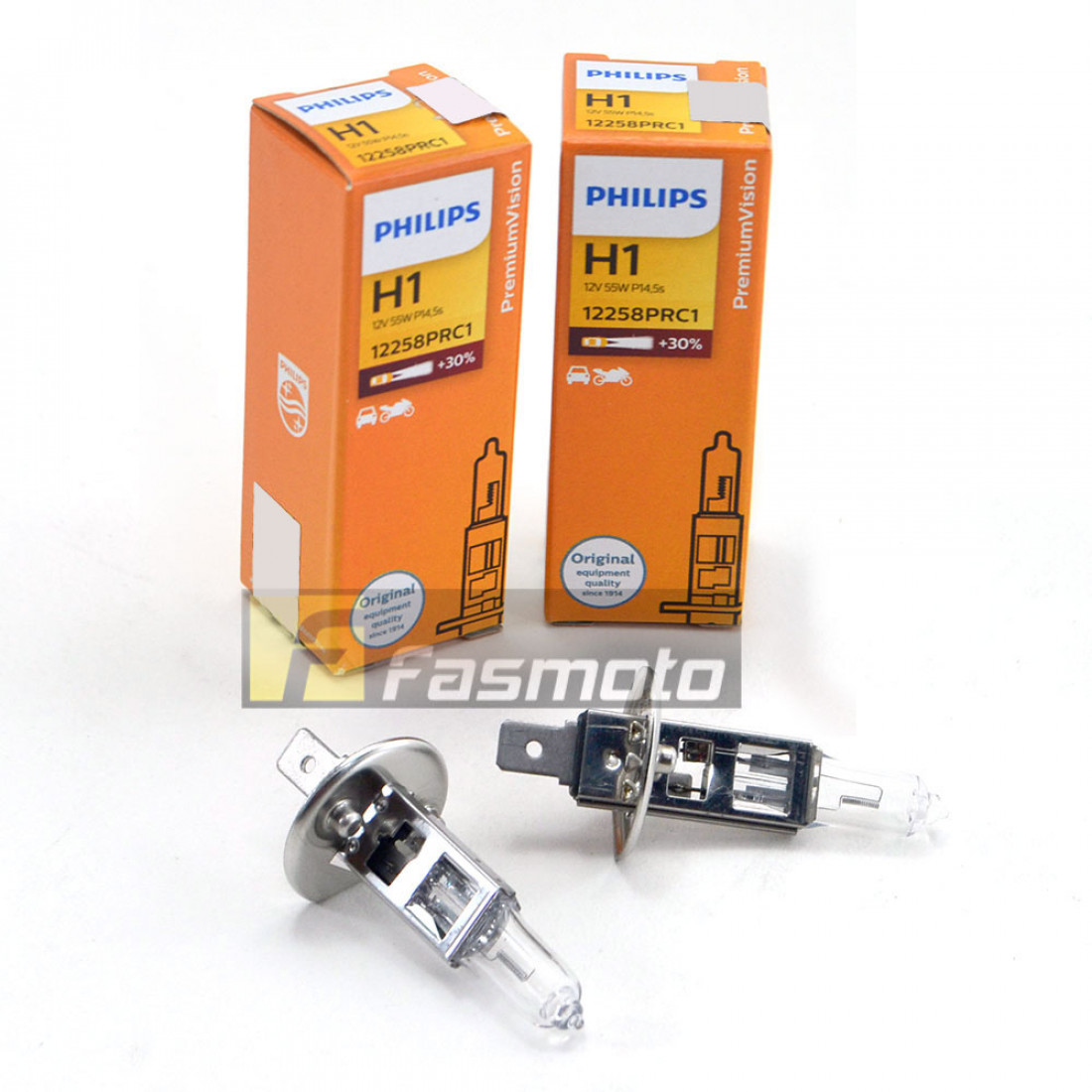 Genuine PHILIPS 12258PRC1 H1 Premium Vision 12V 55W P14.5s Single ...