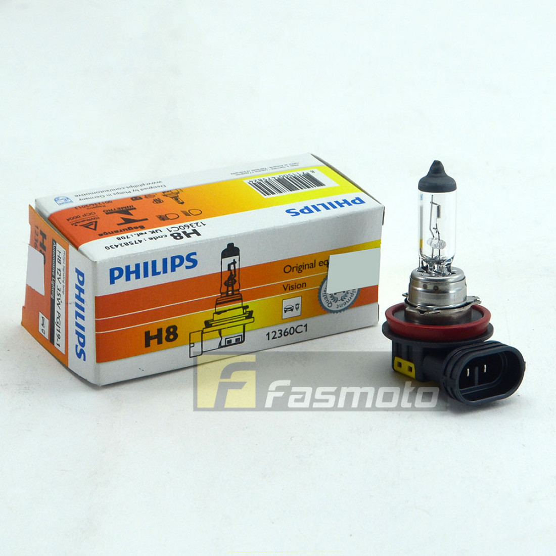 Genuine PHILIPS 12360C1 H8 OE Standard 12V 35W PGJ19-1 Single Filament ...