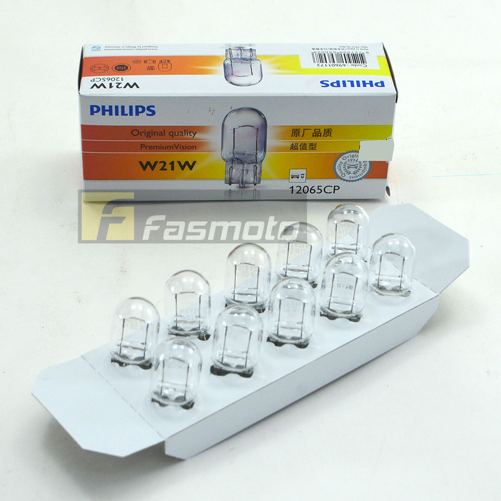 Genuine PHILIPS 12065CP W21W Wedge Base 12V 21W W3x16d Single Filament ...