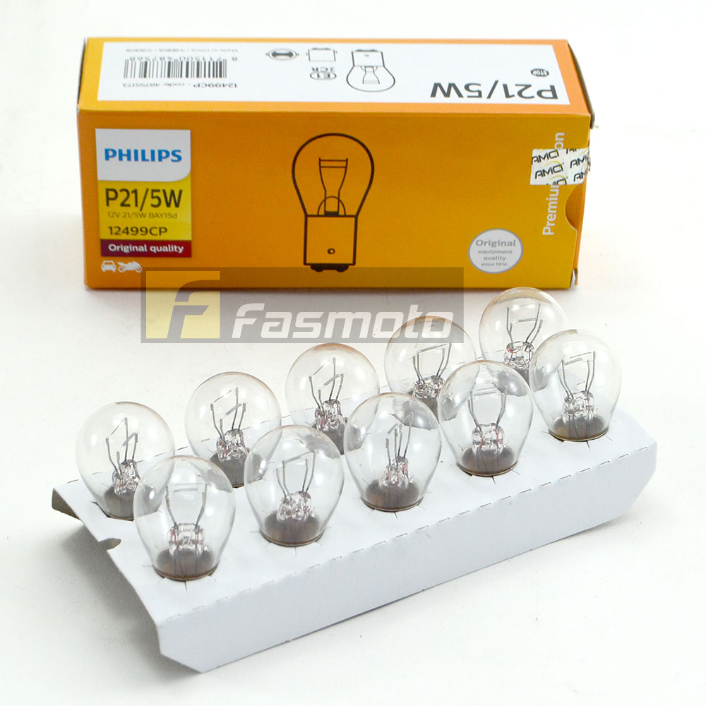 Genuine PHILIPS 12499CP P21/5W Conventional 12V 21W BAY15d Light Bulb ...