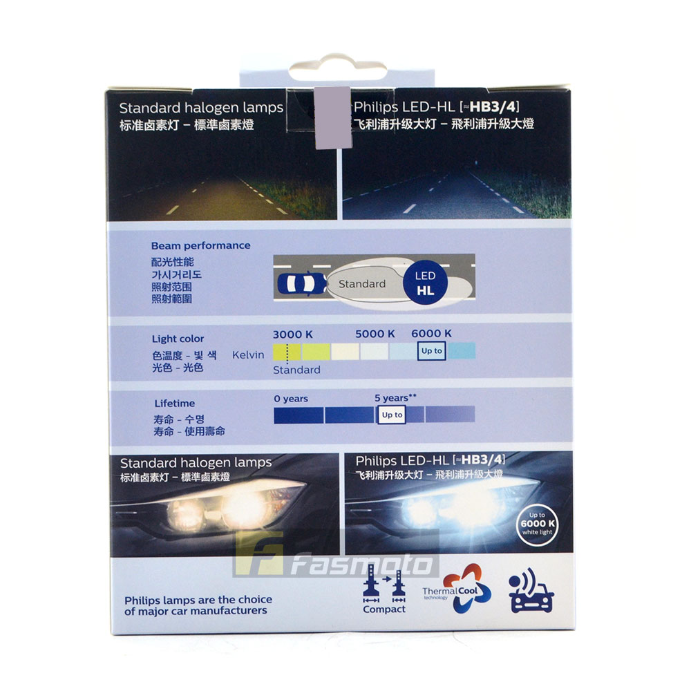 PHILIPS 11005UEX2 HB3 HB4 Ultinon Essential LED Head Light 6000K 12V (1 Pair) Malaysia