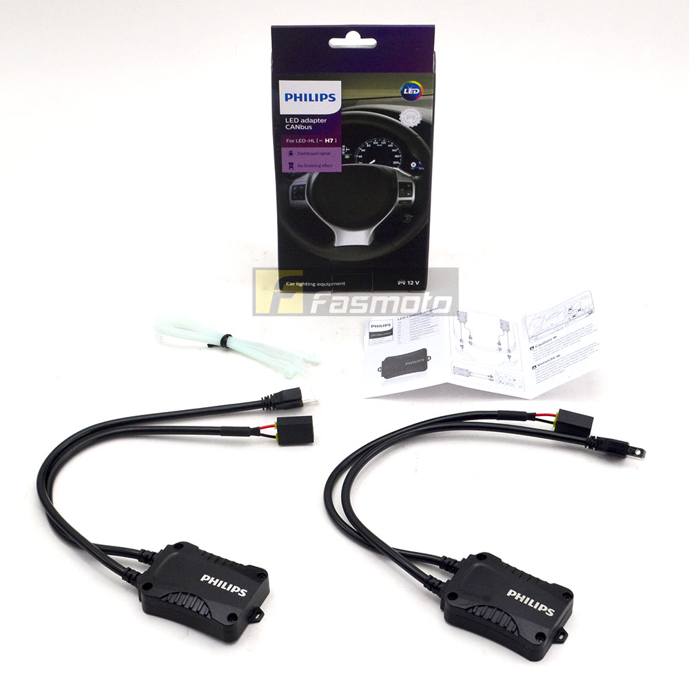 Genuine PHILIPS 18952C2 H7 LED CANbus Adapter Anti-Flicker 12V Twin ...
