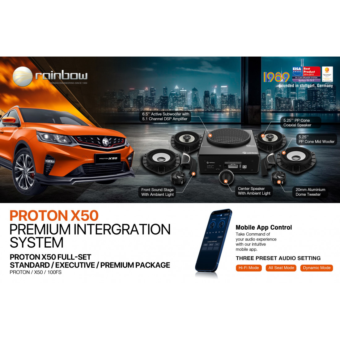 Rainbow Audio Proton X50 Full Set Standard, Executive, Premium Package ...
