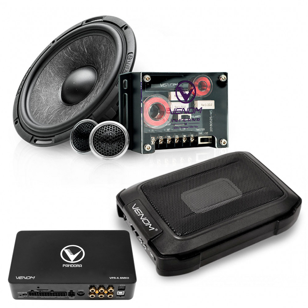 VENOM Pandora DSP Amplifier, 2-Way Speakers and Active Subwoofer Bundle ...
